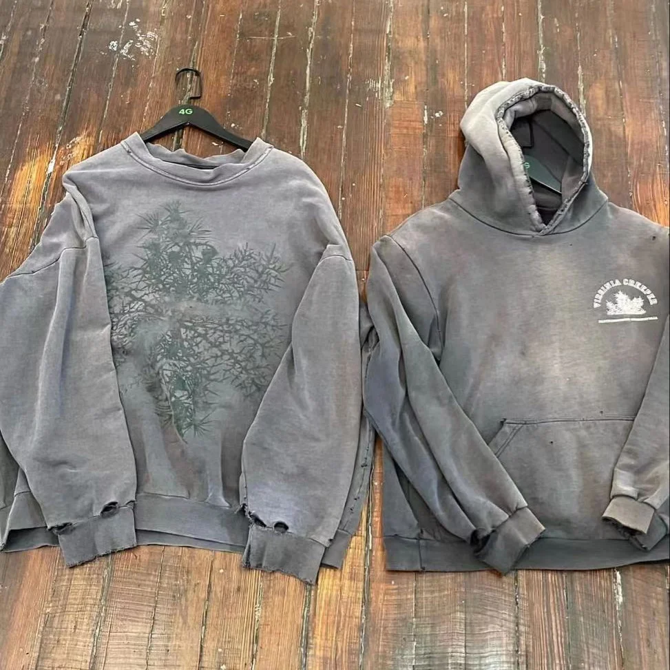 Custom Vintage Acid Wash Graphic Print Hoodie French Terry Heavyweight ...