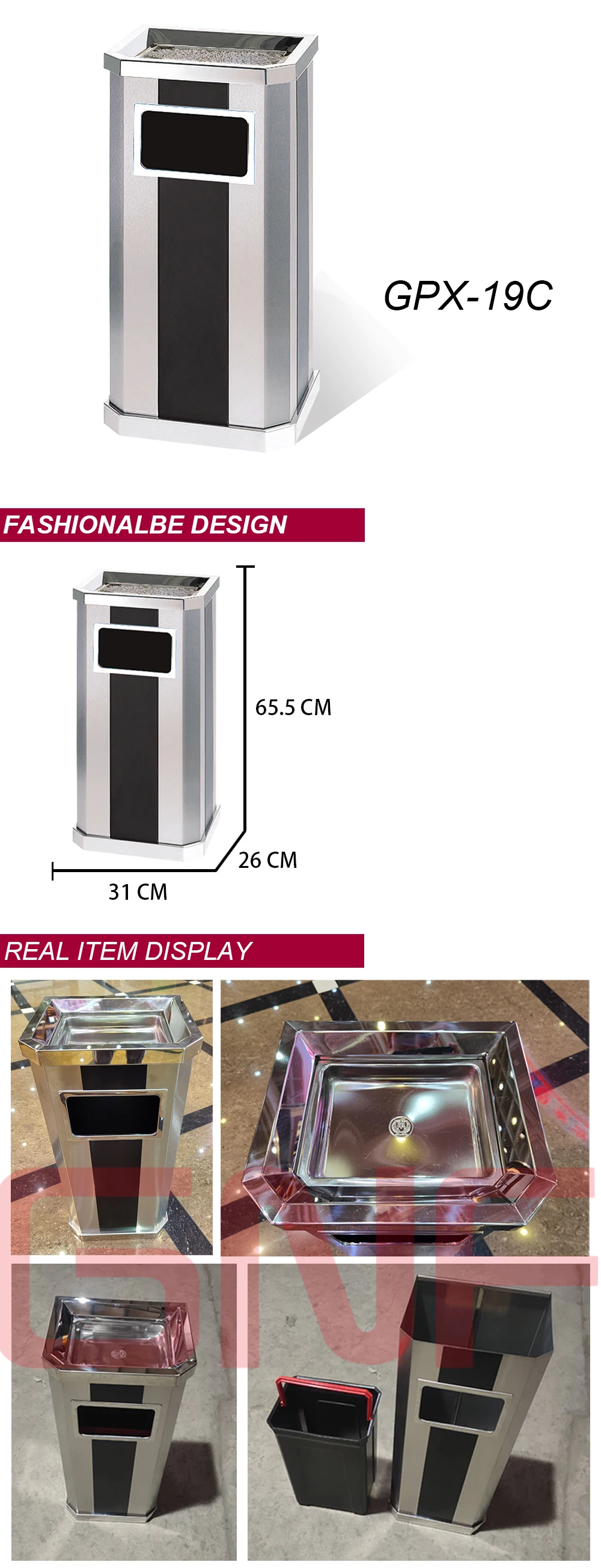 Gnf Rectangle Indoor Outdoor Public Stainless Steel Garbage Bins - Buy ...