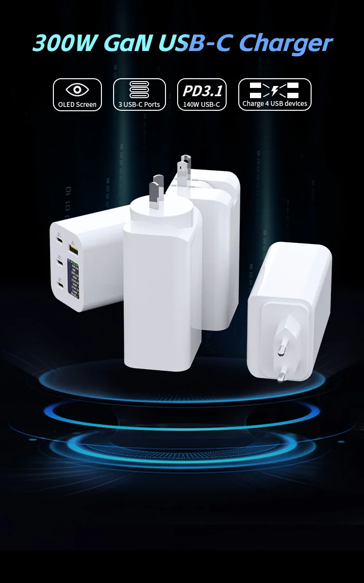 World's First Smallest 300w Pd3.1 Gan Charger Multifunction Gan Charger ...
