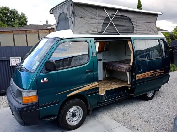Toyota Hiace Camper Van Conversion Kit with Rooftop Softshell Tent for ...