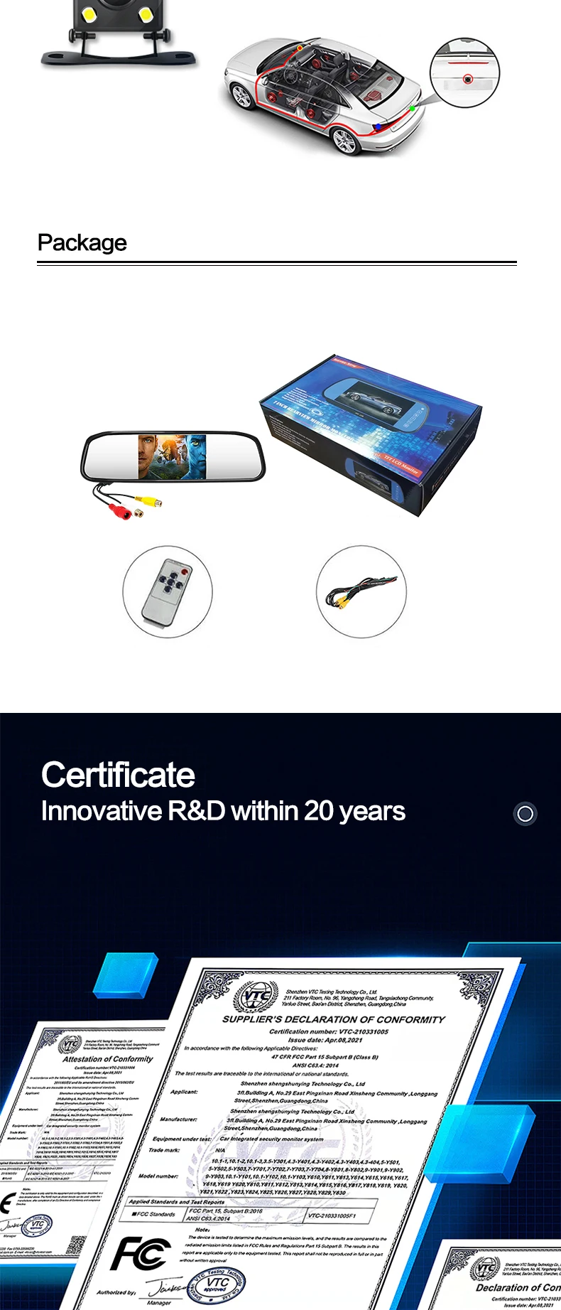 4.3 Inch Monitor Car Rearview Mirror Car Monitor Clip On Monitor With ...