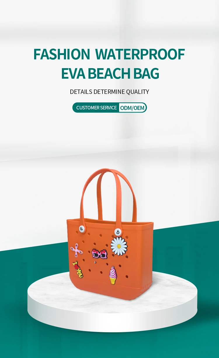 2024 New Design Travel Beach Bag Fashion Ladies Eva Waterproof Tote Bogg Bag Rubber Silicone Eva ...