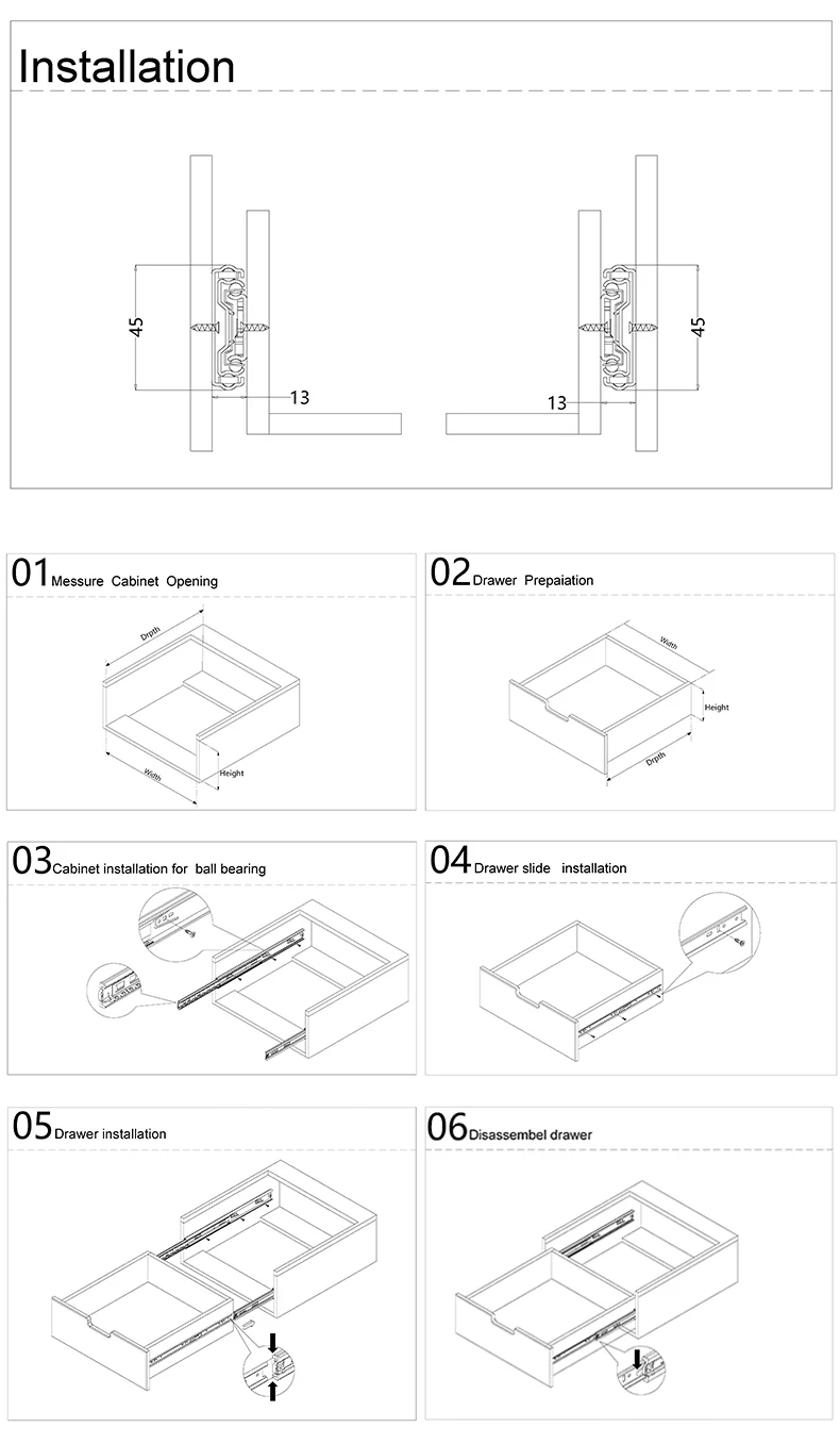 Kingstar Drawer Slides - Smooth, Soft Close Telescopic Rails