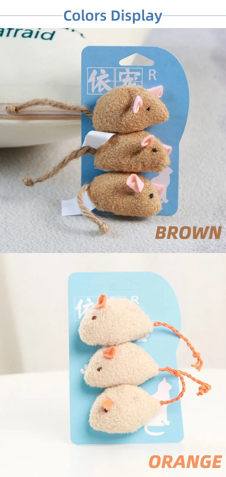 Indoor Cats Kitten Play Mice Plush Simulation Catnip Mouse Cat Toy ...