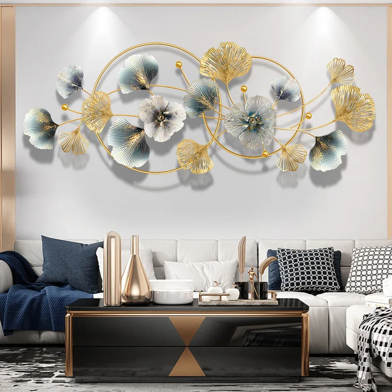 Modern Luxury Home Decor Golden Ginkgo Leaf Background Wall Ornaments ...