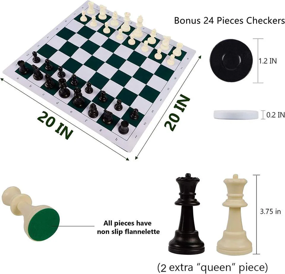 Custom 50 cm 21 Inch Roll-Up Vinyl Chess Game With Checkers, Chess ...