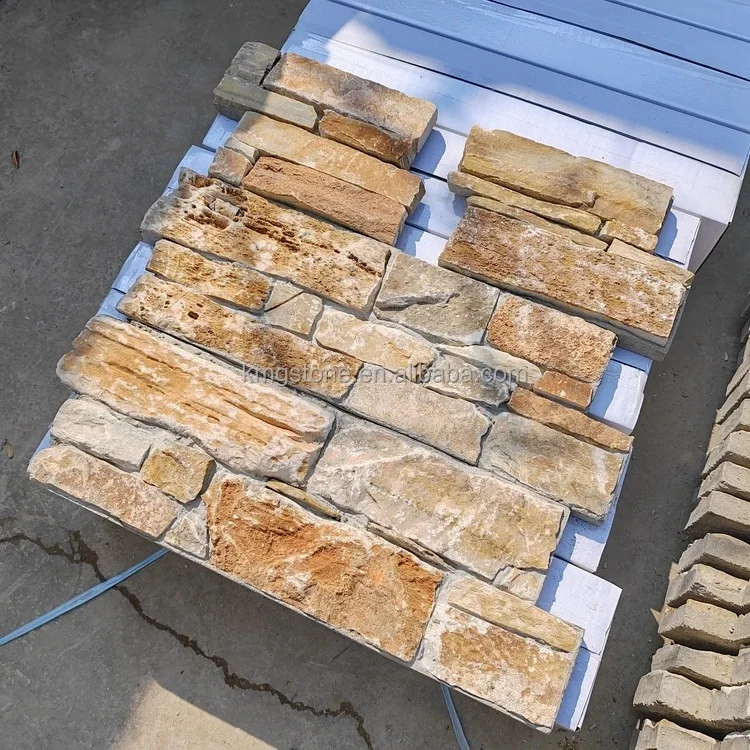 Yellow Quartzite Stacked Stone Veneer for Exterior Cladding