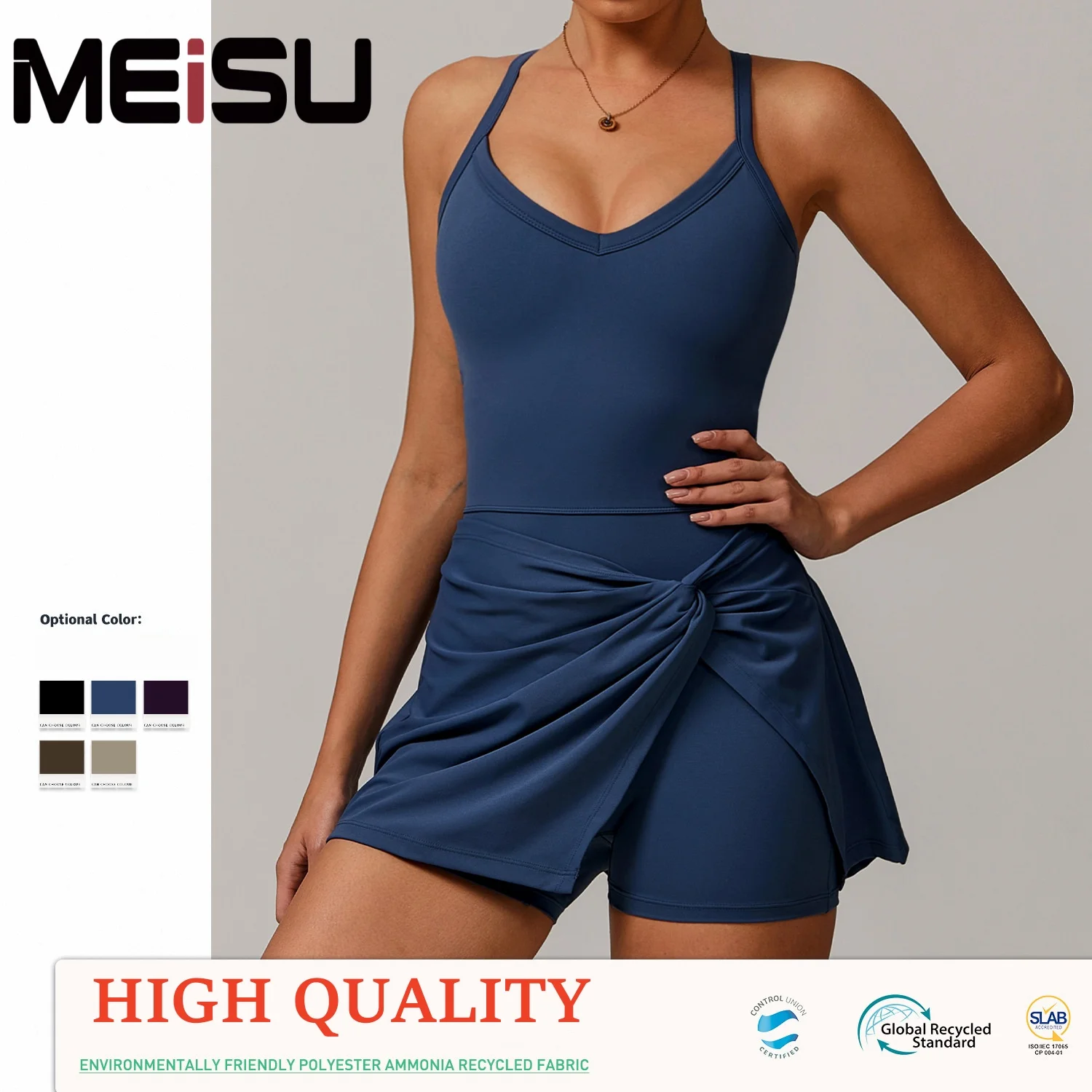 Eco-Friendly Recycled Fabric Tennis Dress with Anti-Exposure Knot ...