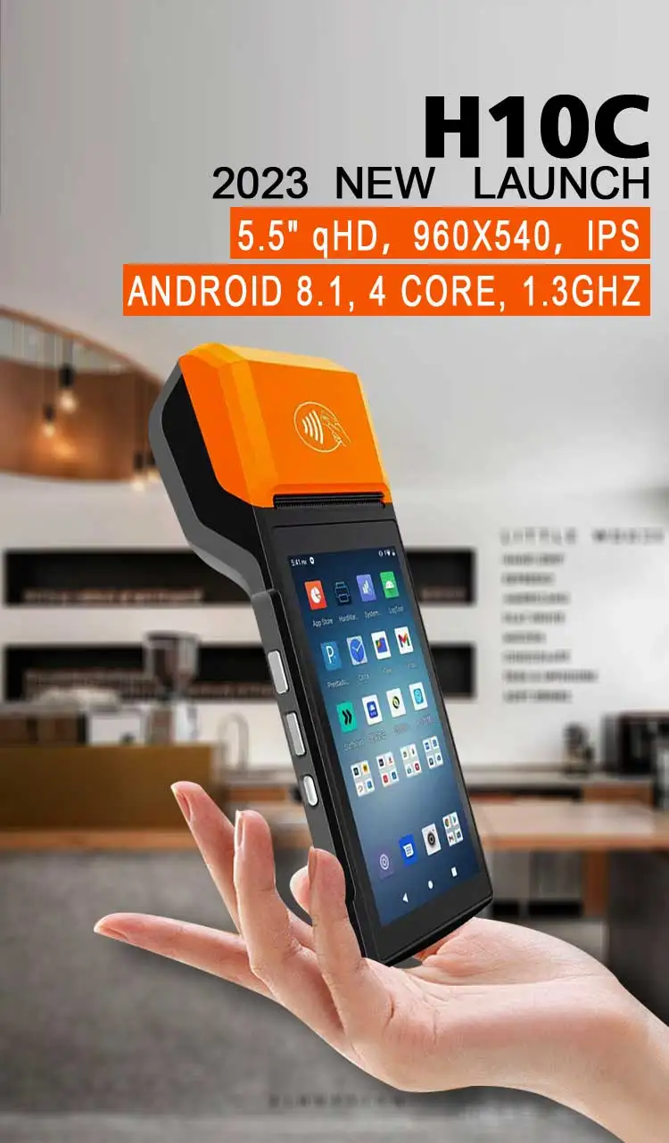 H10C Mobile POS Terminal Android 8.1 Handheld Touch Screen NFC Payment ...