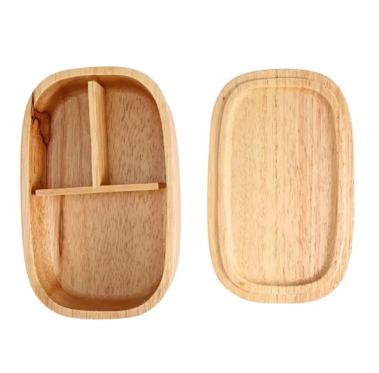 3 Removable Compartment Wooden Lunch Box Food Storage Container,School ...