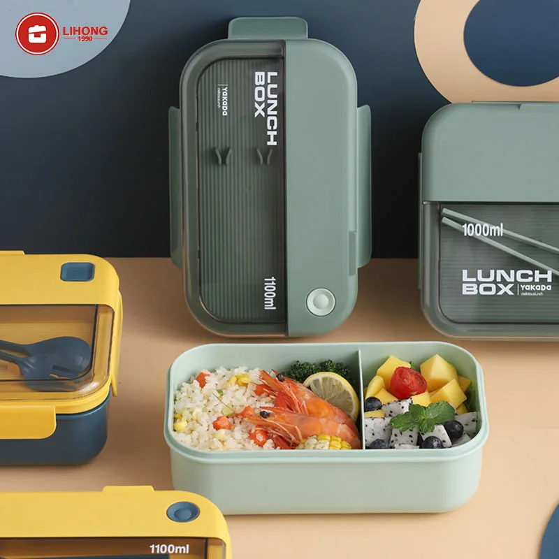 INS Square Rectangle Lunch Box Microwave Safe Compartment Portable with ...