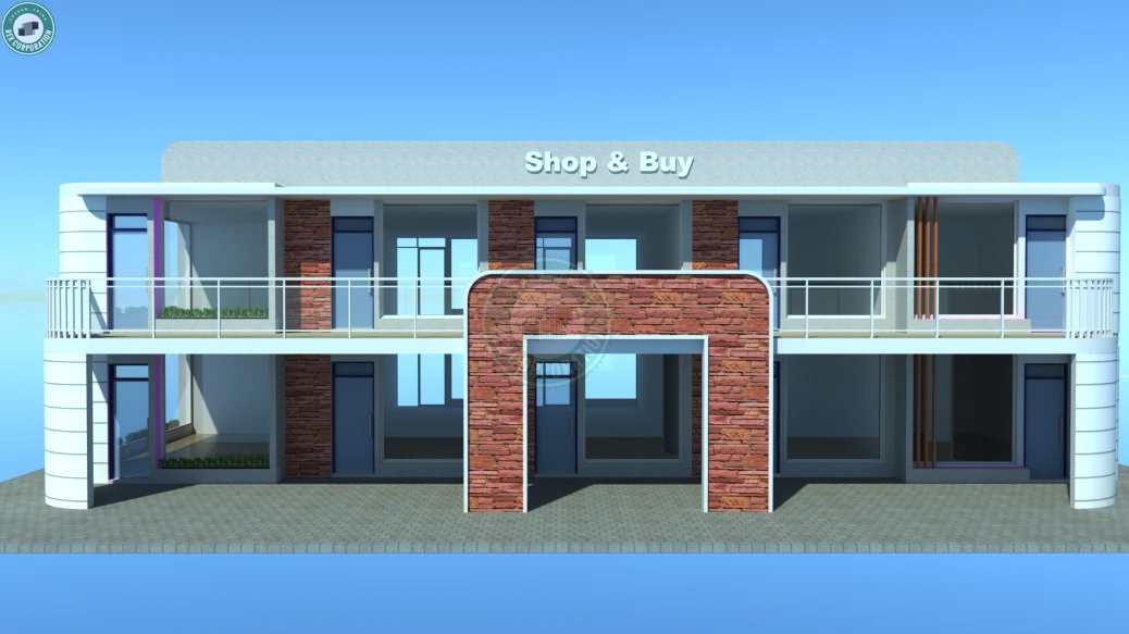 2 Storey Steel Structure Prefab Shop Building - Durable & Modern