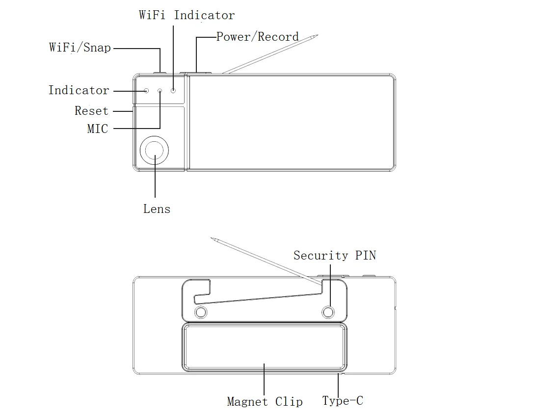 Customizable Portable Badge Camera with Wifi APP Support