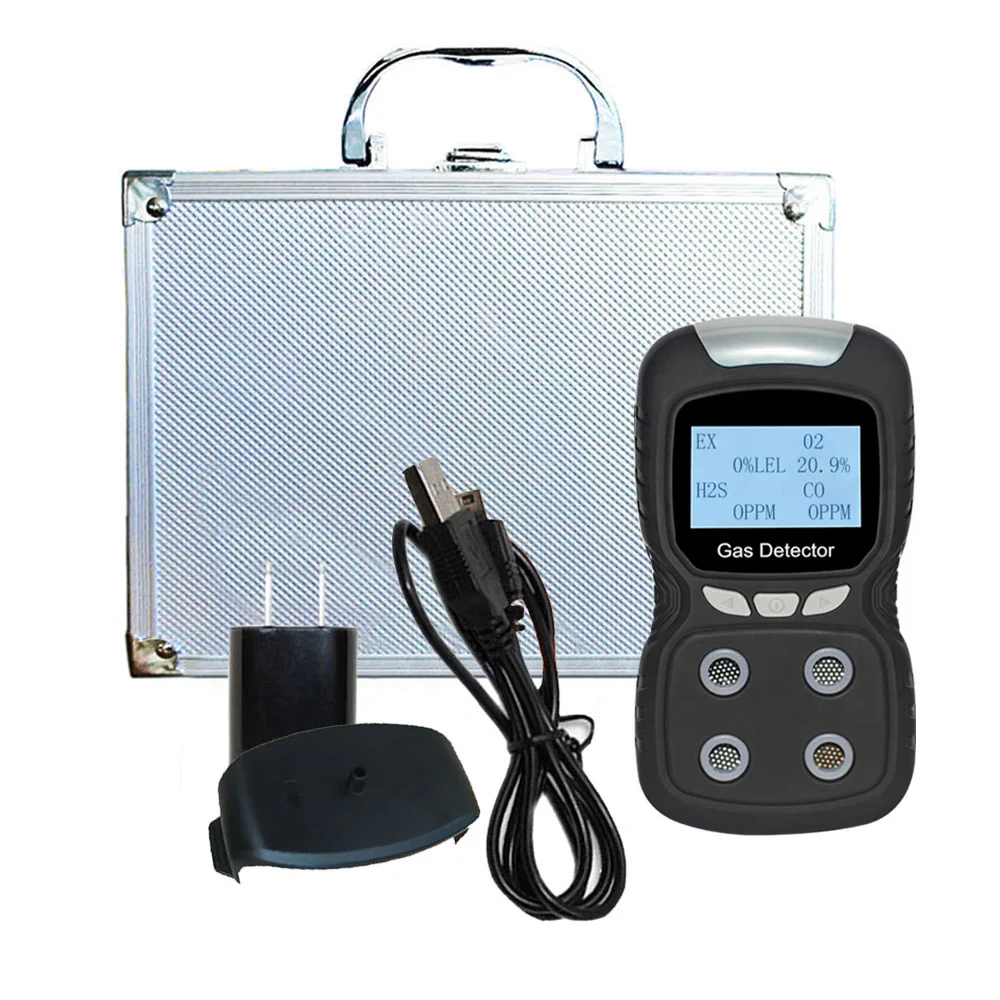 Portable Co H2s O2 Ex(lel) 4 Gases Monitor Multi 4 Gas Detector And ...