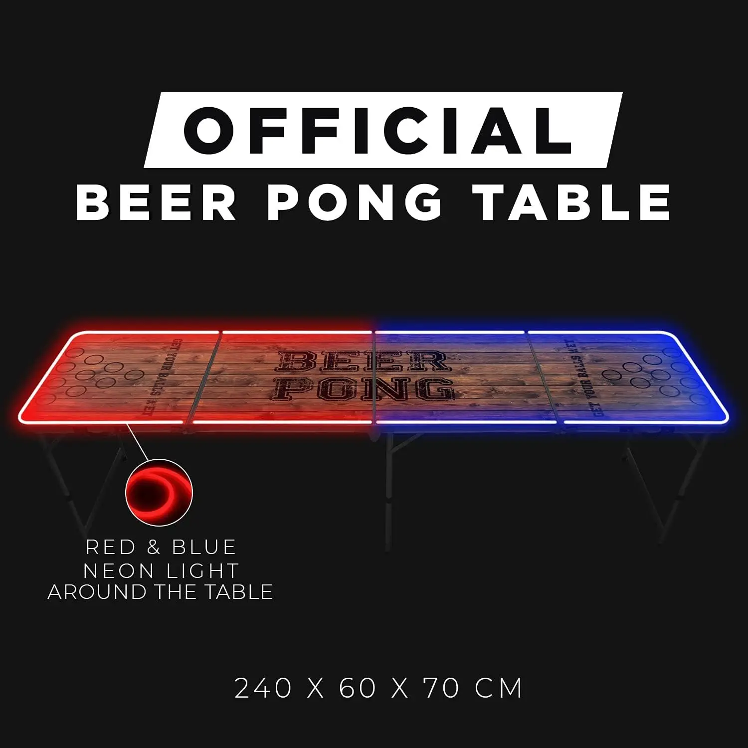 Custom LED Folding Portable Beer Pong Table - Perfect for Outdoor