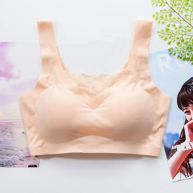 High Elastic Solid Color One Piece Soft Fabric Sports Seamless Big Bras ...