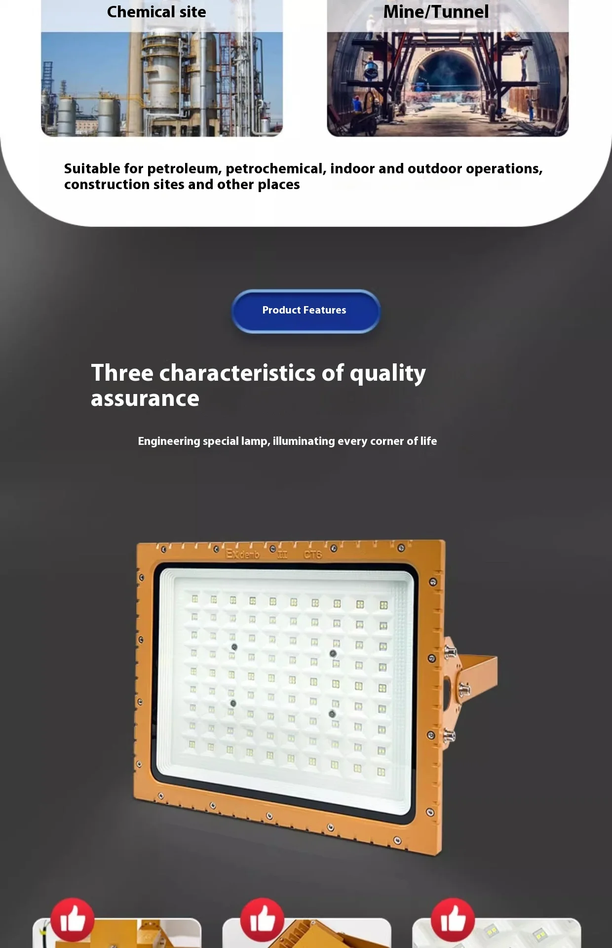 ATEX-Certified IP66 LED Explosion Proof Light Aluminum+8mm Fully ...