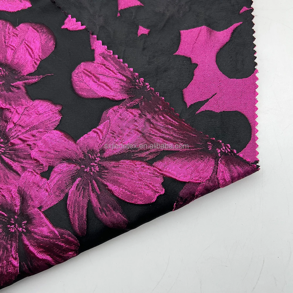 Fashion Black Yarn Dye Elegant 3d Flower Brocade Jacquard Texture ...