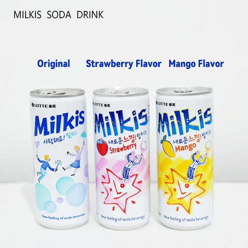 Korea Lotte Milkis Drinks Milk Strawberry Original Flavor Carbonated ...