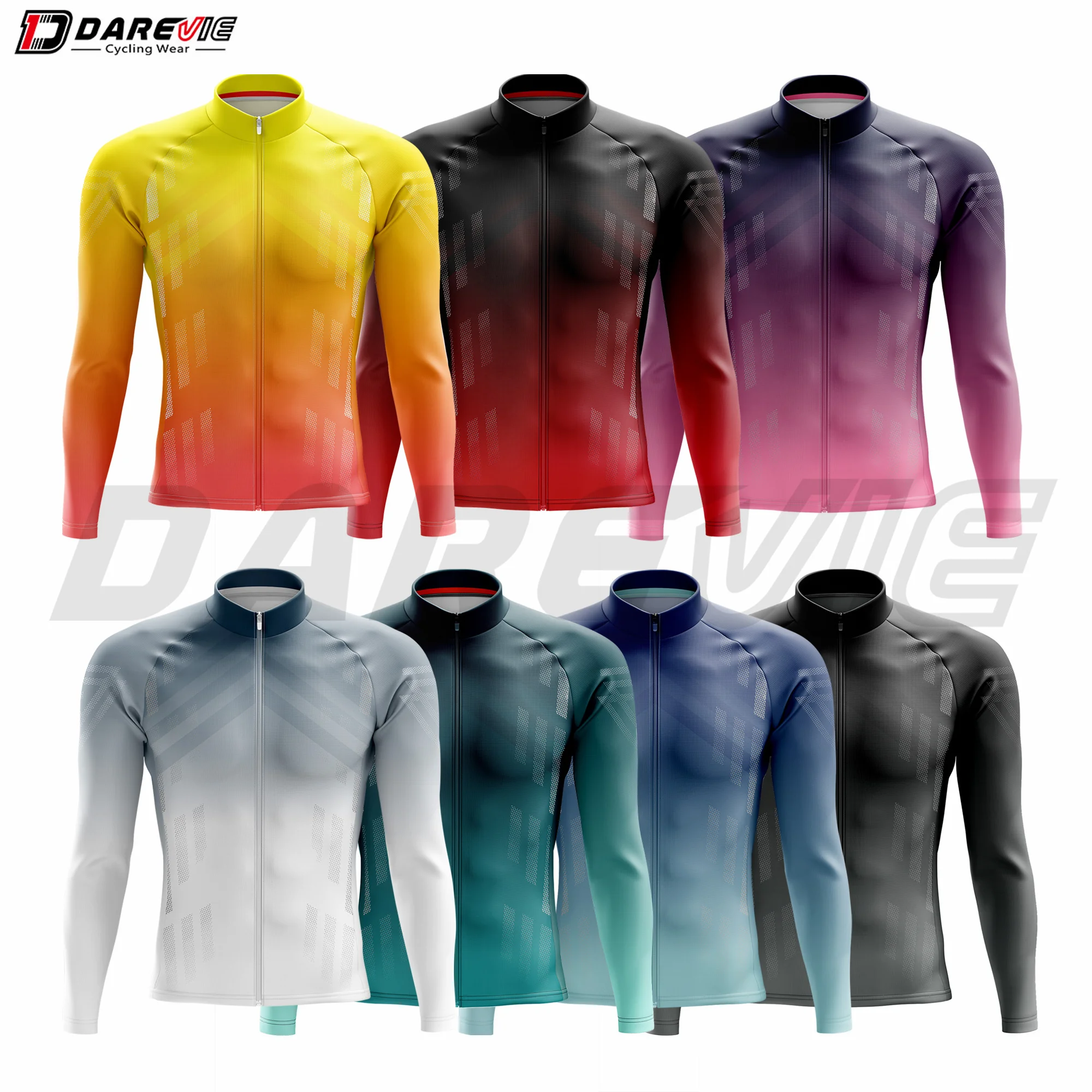Winter Fall Gradient Color Road Gravel Bike Outfit Jerseys Fleece Unisex Thermal Cycling Jackets ...