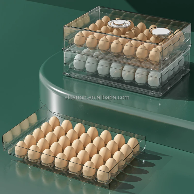 40 Eggs Tray with Time Scale 2 Layers Egg Trays, Clear Plastic Fridge ...