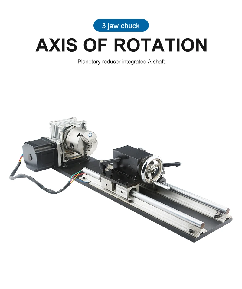 CNC Rotating Axis 4th Axis Router Accessory With 80mm 3-Jaw Chuck ...