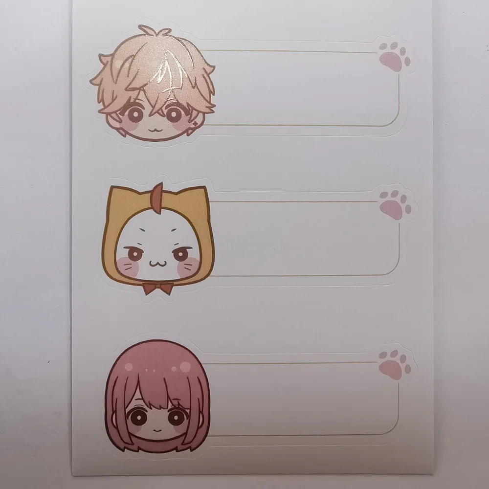 Kawaii Anime Stickers Adhesive Labels Embossed Brand Name Logo Stickers ...