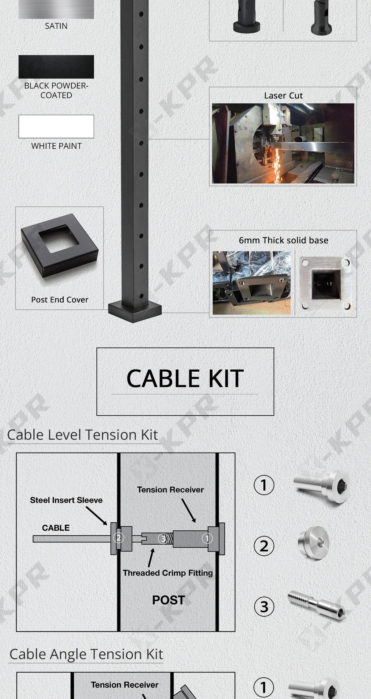 X-KPR Low Maintenance Stair Cable Railing - Stainless Steel
