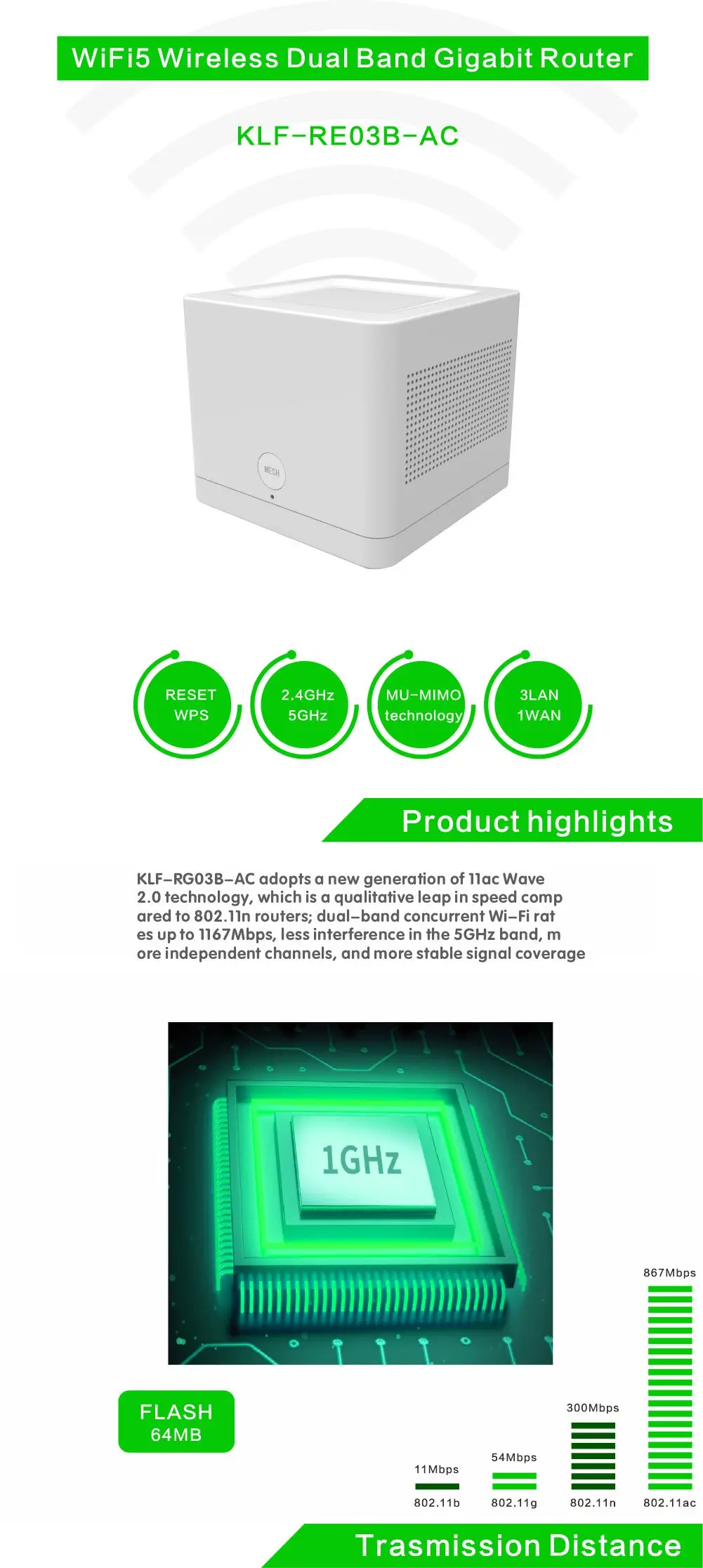 5g Mesh Router Ac1800mbps Dual Band Cat4 Wireless Router With Ipv4 And ...