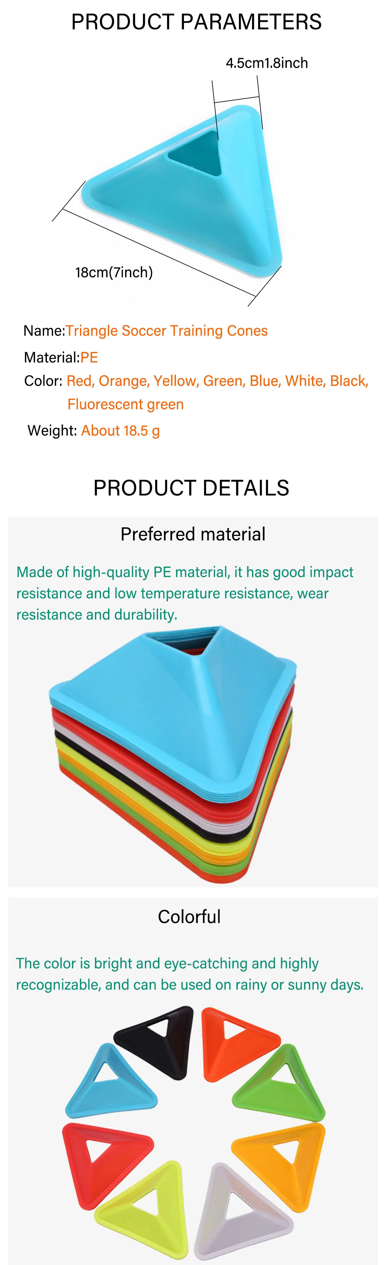 Colored Soccer Cones Marker Cones Agility Drills Triangle Cones for ...