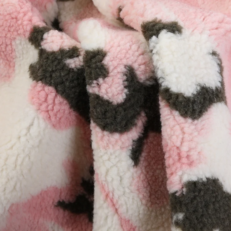 Camouflage Style Faux Fur Lamb Sherpa Fleece Fabric 100ppolyester ...