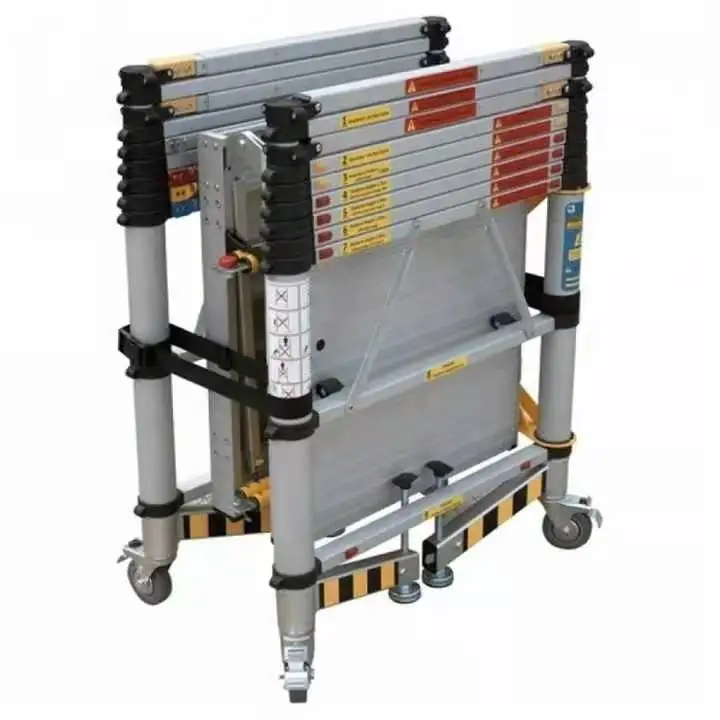 Mobile Aluminium Telescopic Scaffolding Ladder with Wheels
