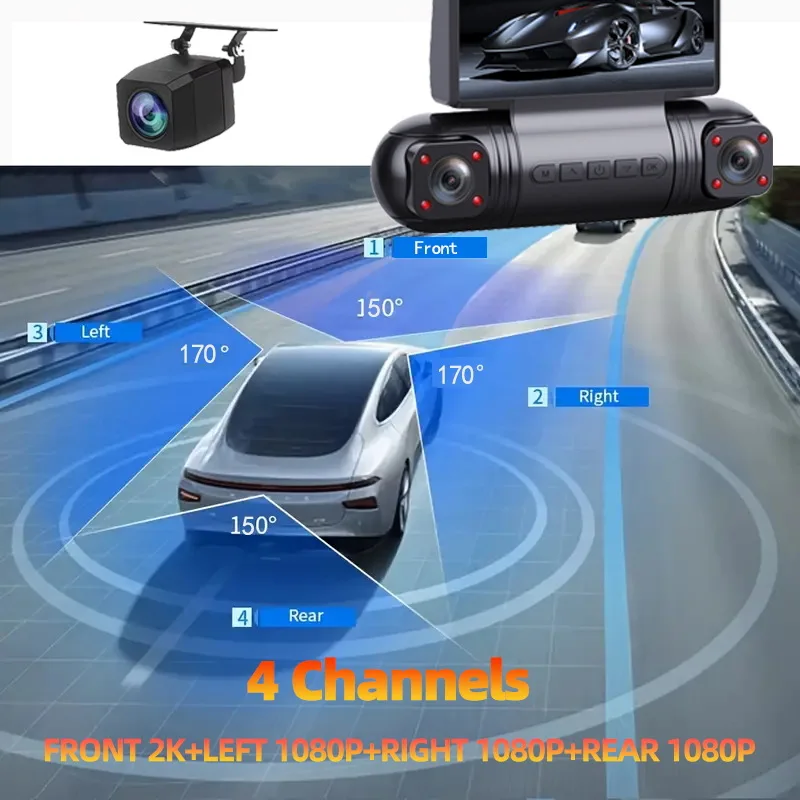 2K Motion Detection 4 Channel Car Camera Support IR Night Vision with G ...