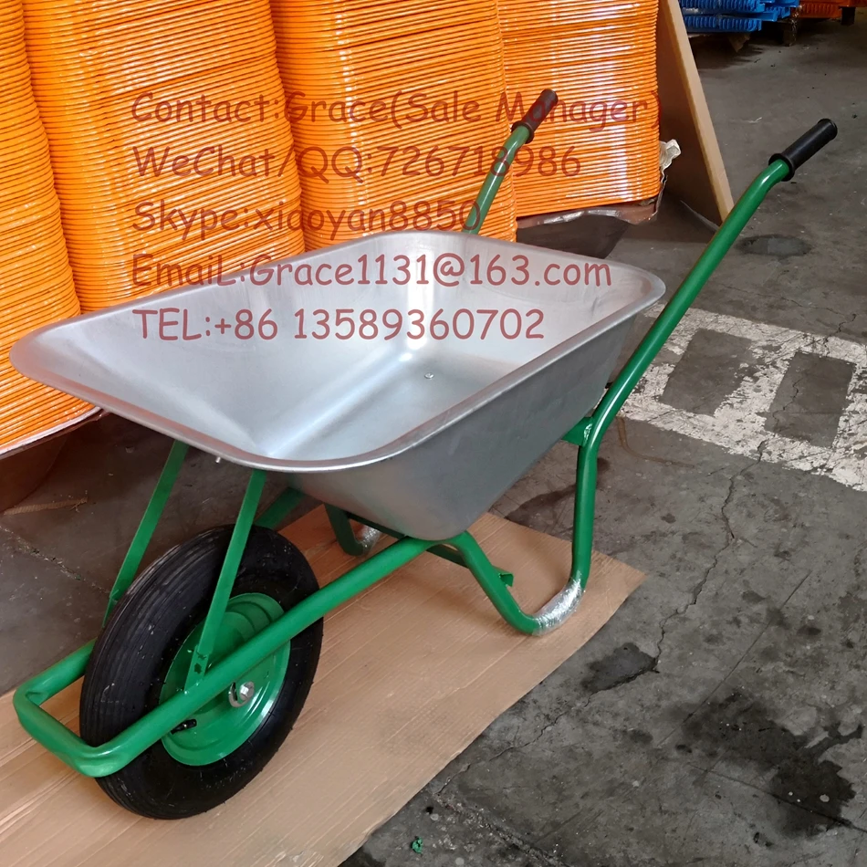 Heavy Duty 110L Max Load 200KG Galvanized Tray Wheelbarrow Metal Wheelbarrow for Construction ...