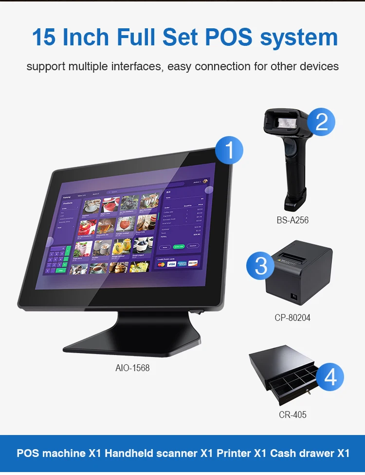 Pos Terminal System Windows Dual Screen Windows Pos Systems 15 Inch ...