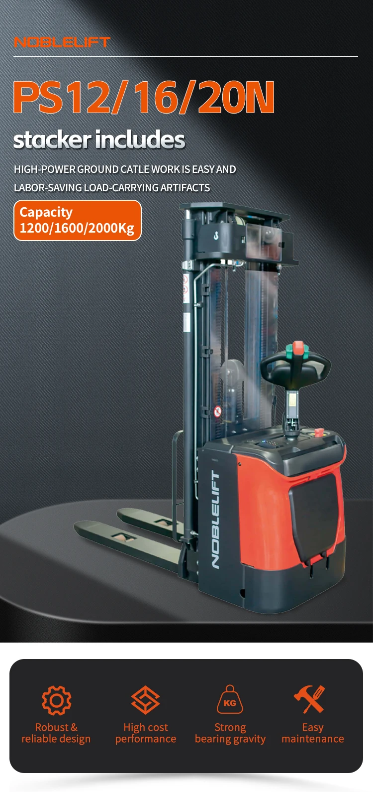 Powerful Lithium Battery Container Loading Semi Electric Hand Stackers ...
