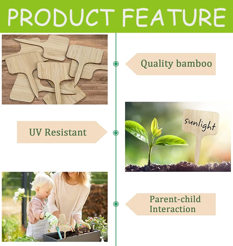 50pcs Bamboo Plant Labels Garden Markers T-Type Plant Tags Flower ...