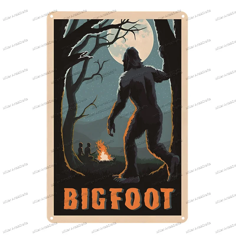 Retro Tin Sign Bigfoot Sasquatch Metal Poster Man Cave Bar Pub Decor ...