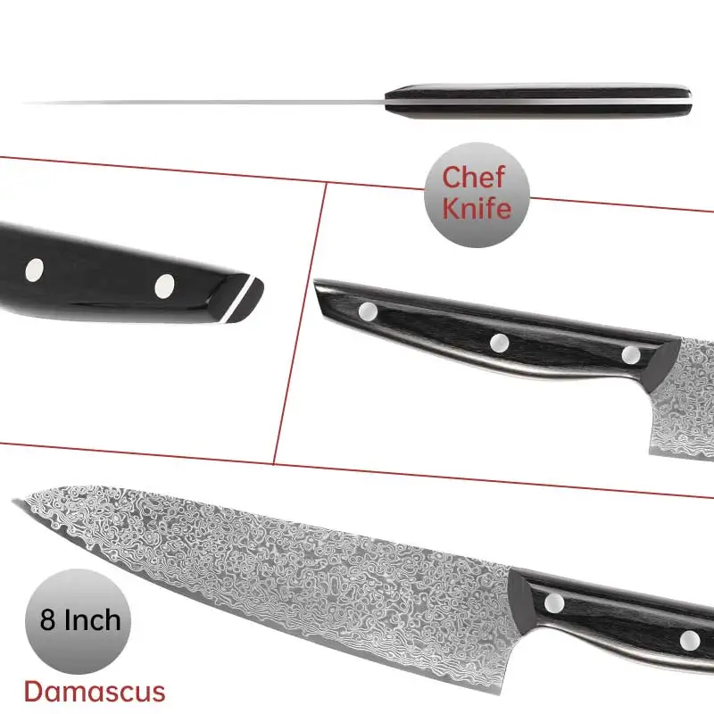 4 Pcs High Carbon with Black Pakkawood Handle Kitchen Knife Set 67 ...