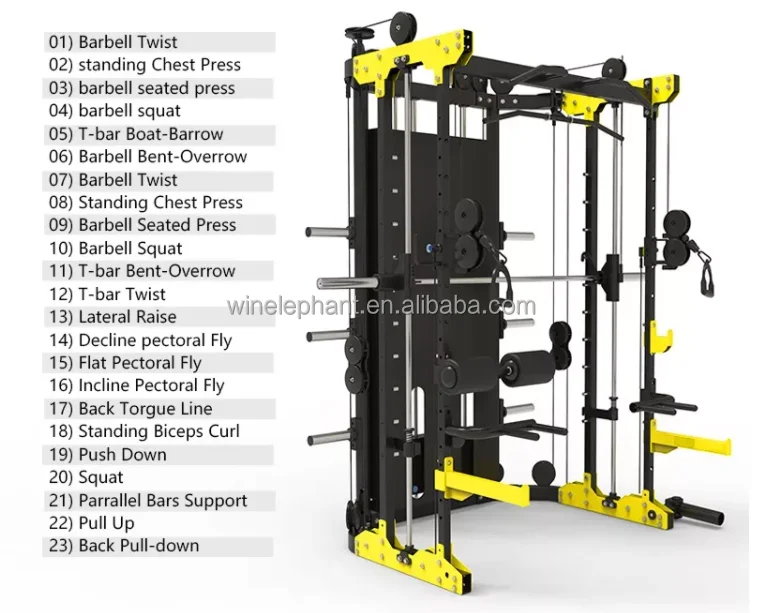 Commercial Smith Machine Gym Multi Functional Trainer Cable Crossover ...