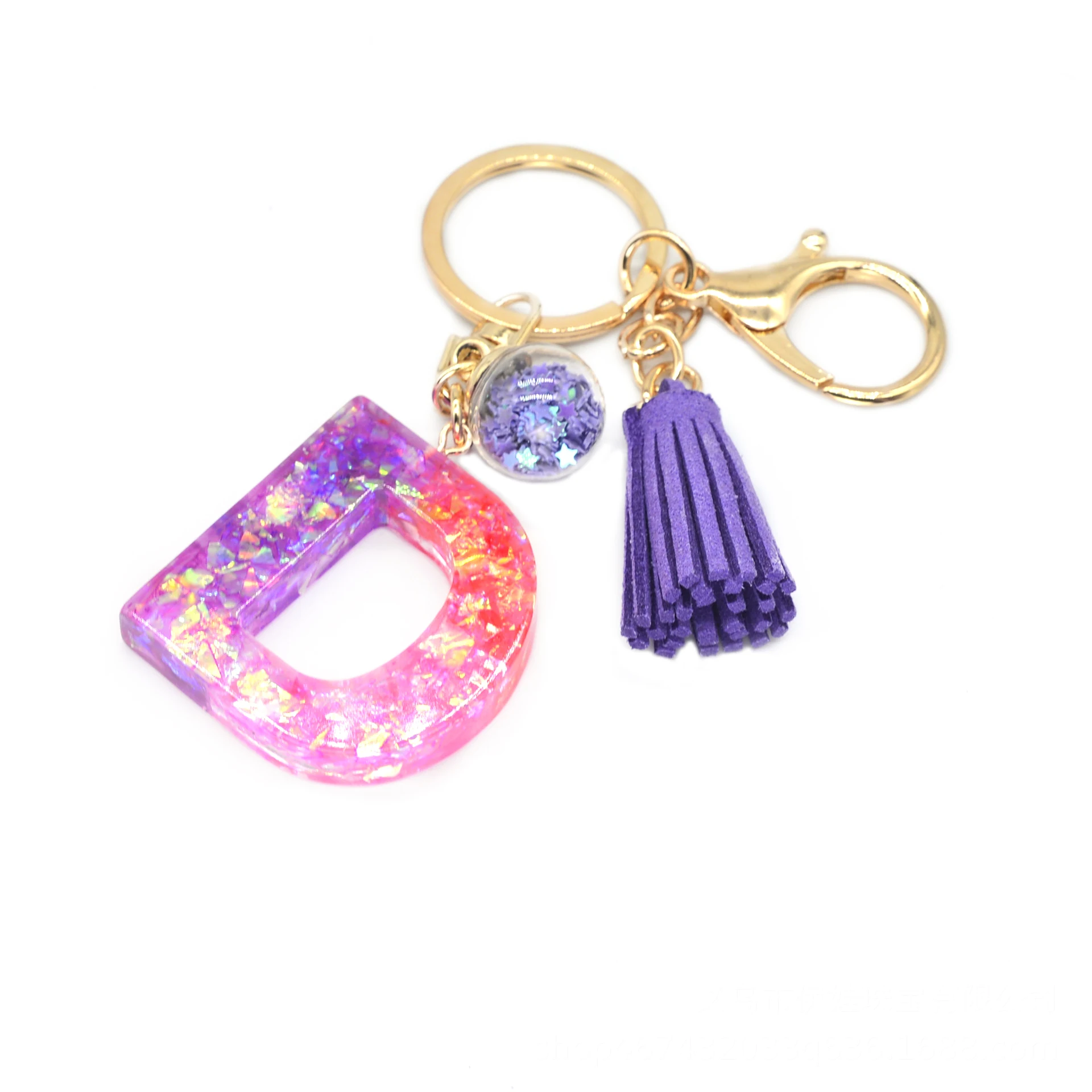 Purple Letter A-z Keychain For Women Purse Handbags Resin Alphabet ...