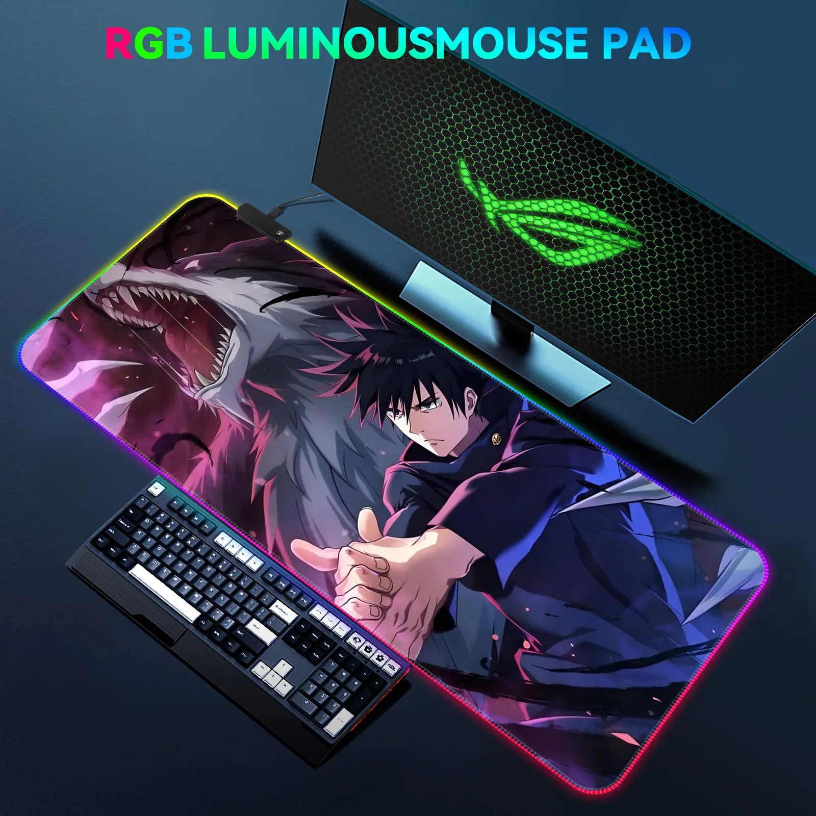 Flame Snake Cartoon Series Anime Printed Led Light Mouse Pad Xl,80 30 ...