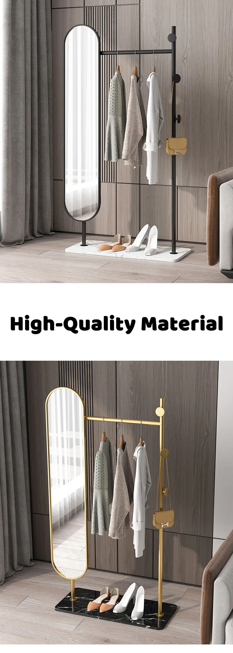 Nordic Hot Selling Wrought Iron Simple Full-length Mirror Standing ...