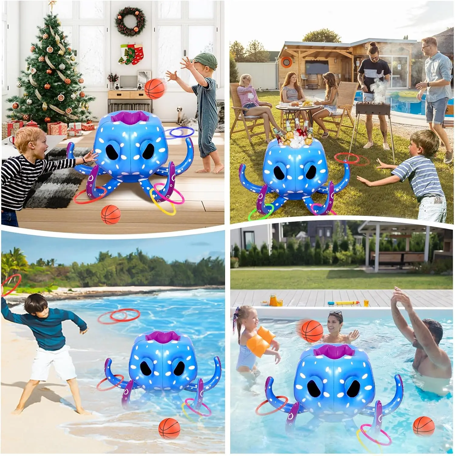 Inflatable Basketball Toys Ring Toss Game Pool Games For Toddlers Kids ...