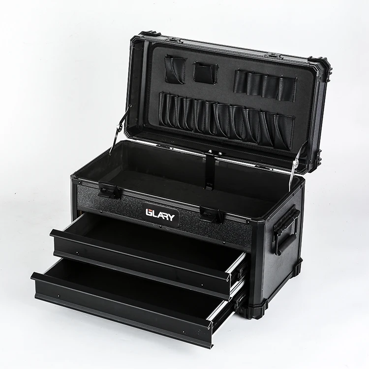 Glary Portable Tool Case With Wheels Hardcase Utility Aluminum Case With Drawers For Multi Tools ...