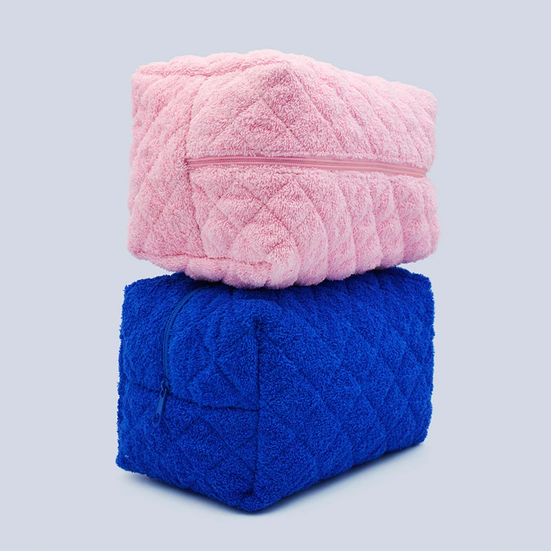 Wholesale Custom Colors Terry Cloth Make up Bag Quilted Towel Cosmetic ...