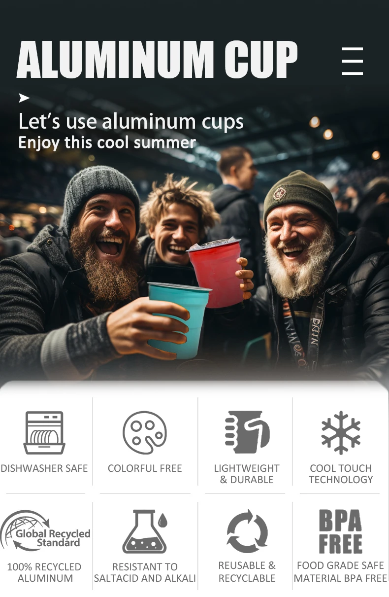 Free Sample Custom Logo Recoverable Aluminum Cup 350ml 500ml 600ml ...