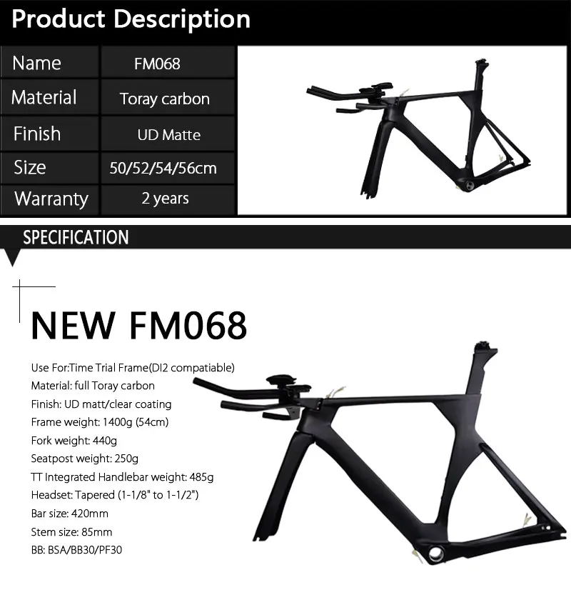 Dengfu New FULL Carbon TT Road Bike Frameset Di2 Race Bike
