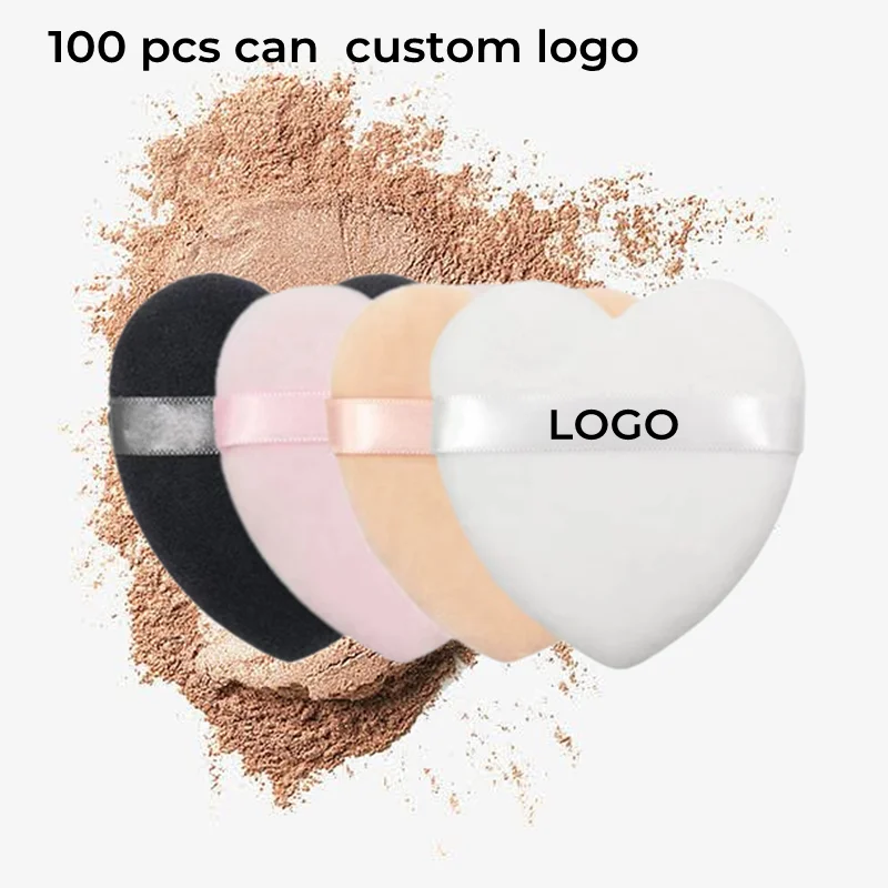 Private Label Heart Shape Powder Puffs Soft Face Makeup Puffs for Loose ...