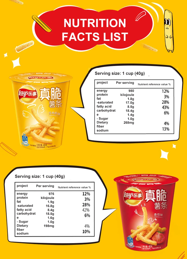 Lays Really Crispy Fries 40g - Salty Potato Chips Snacks for Health ...